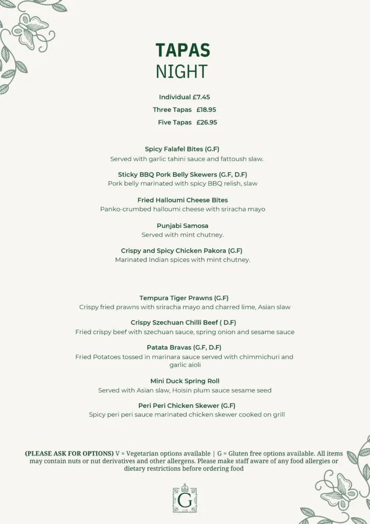 TAPAS NIGHT - The George at Kilsby